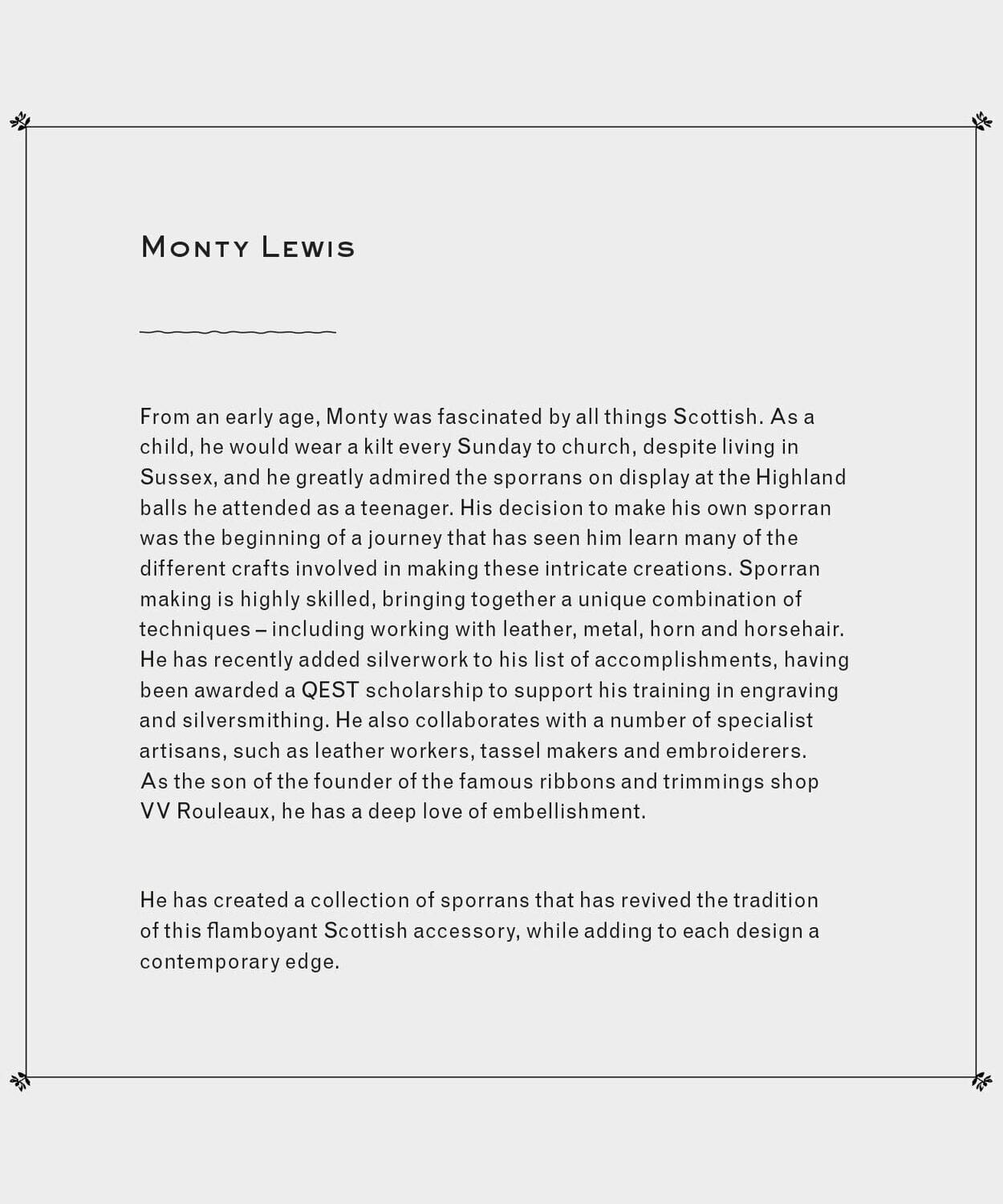 Design a Bespoke Dress Sporran with Monty Lewis | The Fife Arms Shop